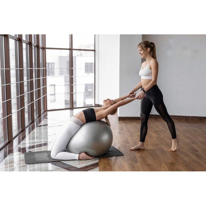 Minge pentru fitness sau yoga 75cm, 300kg, pompa inclusa, gri - eMAG.ro
