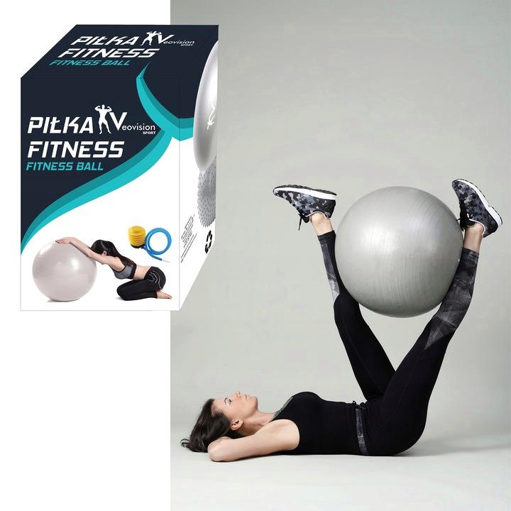 Minge pentru fitness sau yoga 75cm, 300kg, pompa inclusa, gri - eMAG.ro
