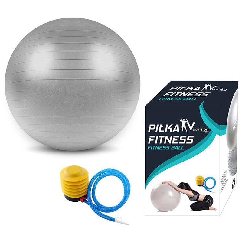 Minge pentru fitness sau yoga 75cm, 300kg, pompa inclusa, gri - eMAG.ro