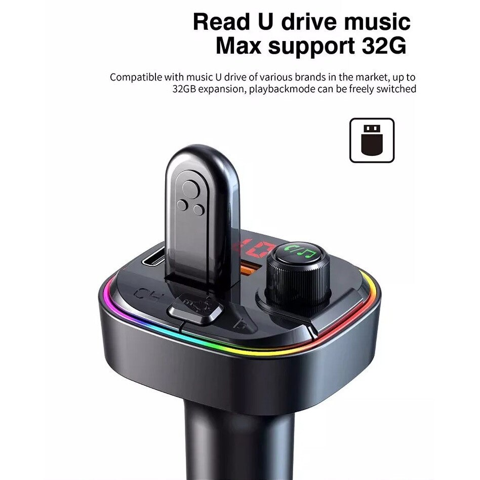 Modulator FM 12-24V Bluetooth 5.0 cu functie de incarcator auto Fast ...