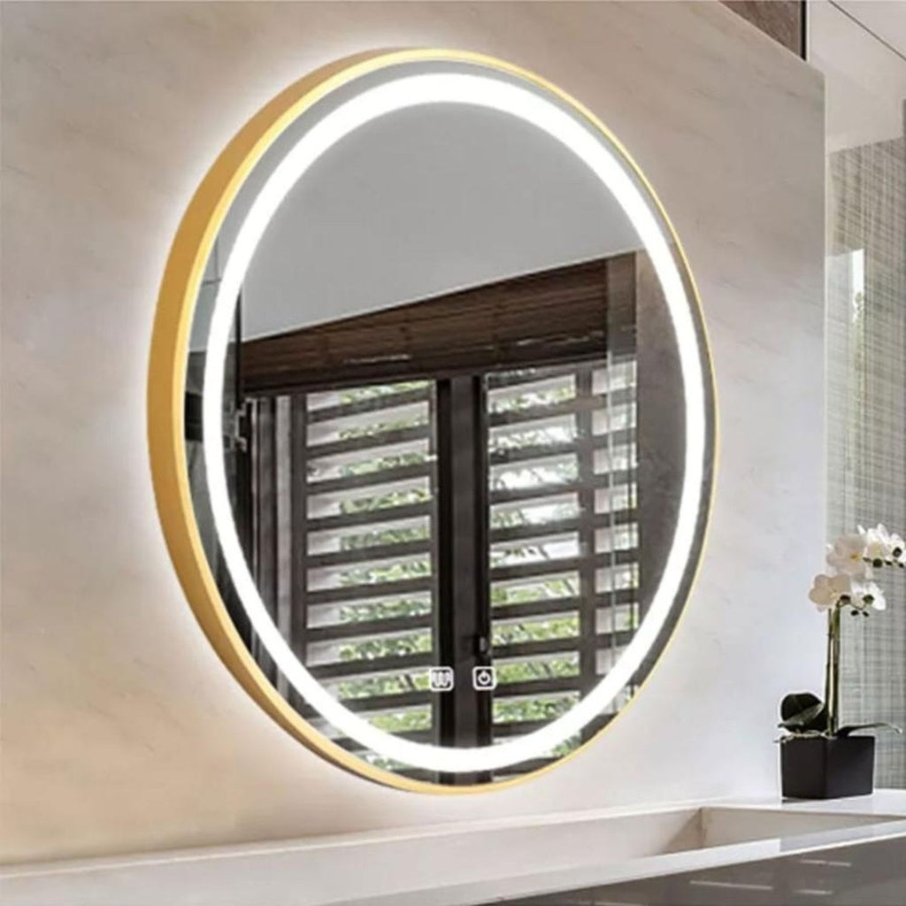 Oglinda LED, Rotunda 70 X 70 cm, Functie Dezaburire, LED Touch, Rama ...