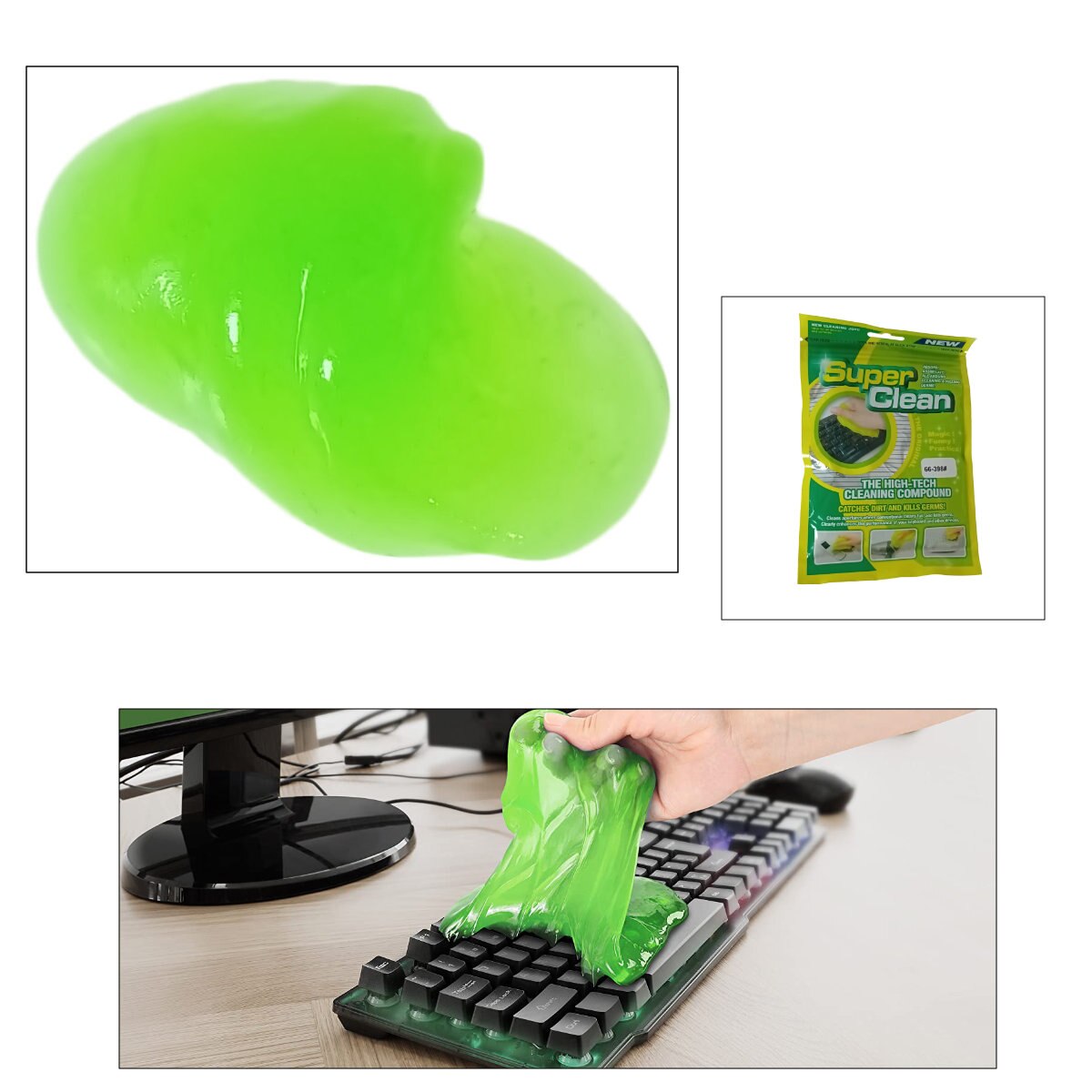 Gel slime absorbant Super Clean 12399, reutilizabil, verde - eMAG.ro