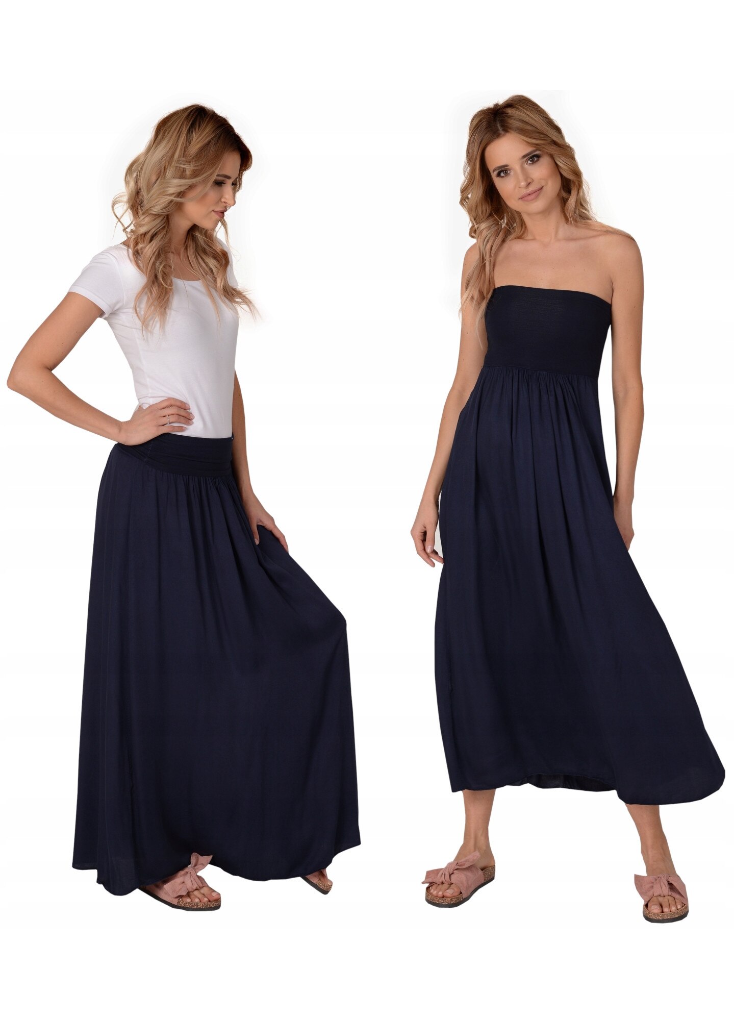 Fusta maxi 2in1, Alur, Viscoza, Marime universala, Bleumarin - eMAG.ro