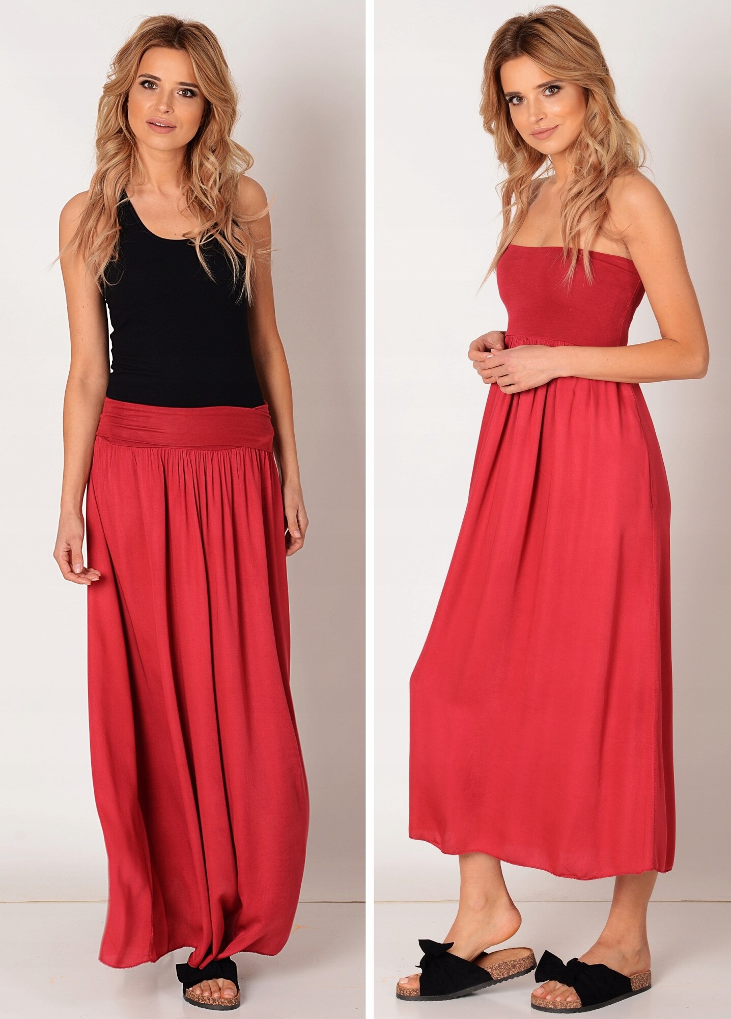 Fusta maxi 2in1, Alur, Viscoza, Marime universala, Visiniu - eMAG.ro