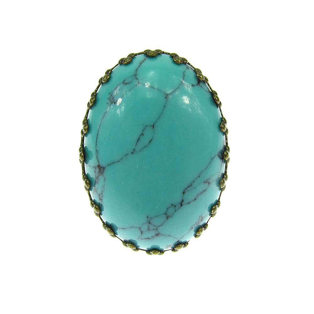 Inel vintage reglabil masiv cu turcoaz 25x18 MM, GlamBazaar - eMAG.ro