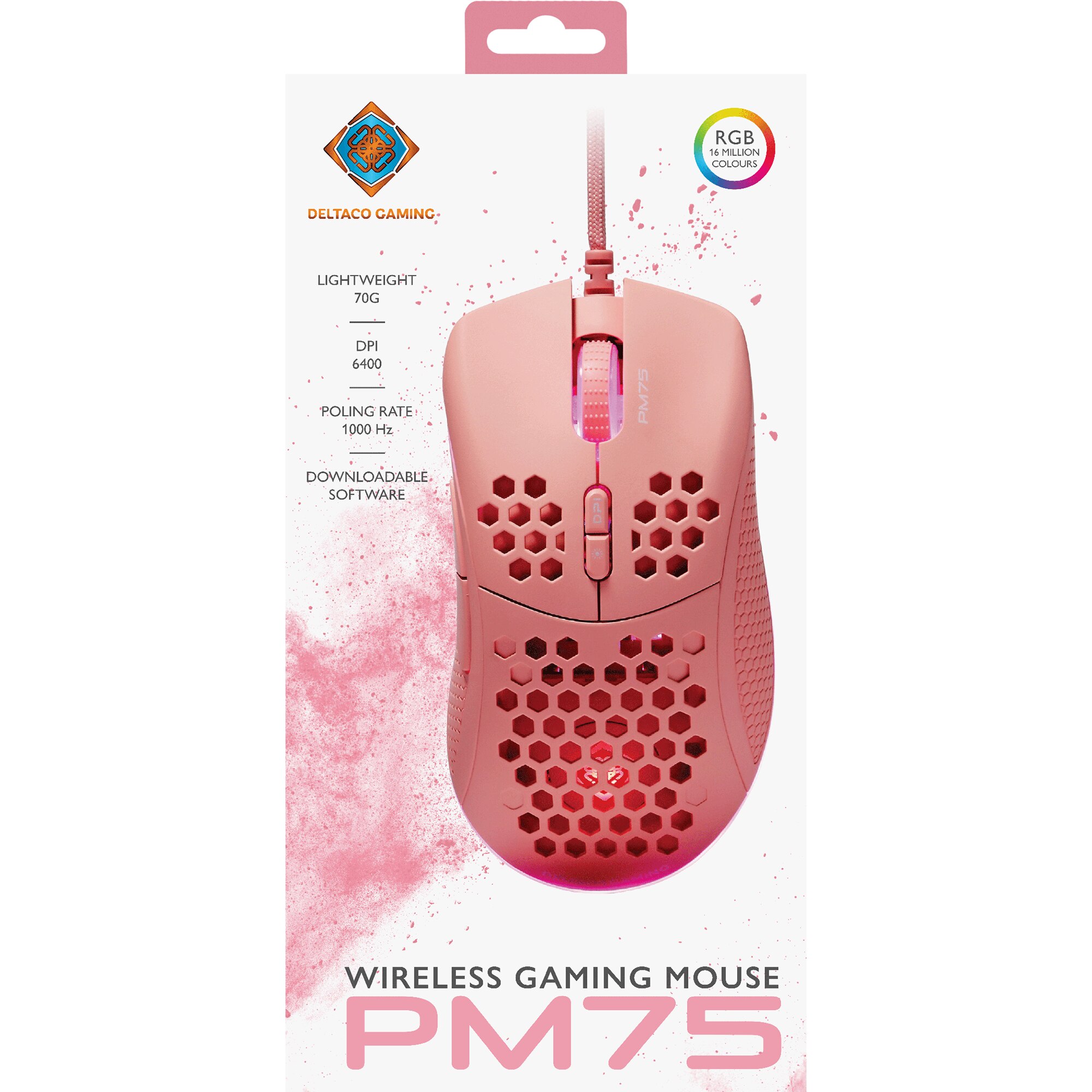 Mouse de gaming RGB DELTACO GAMING DM210, 6400 DPI, ultra-usor ...