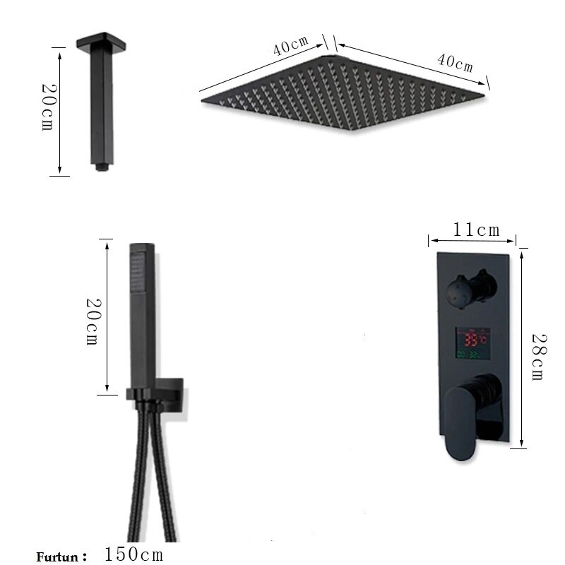 Set dus incastrabil in tavan cu termostat, para patrata 40x40 cm, doua ...
