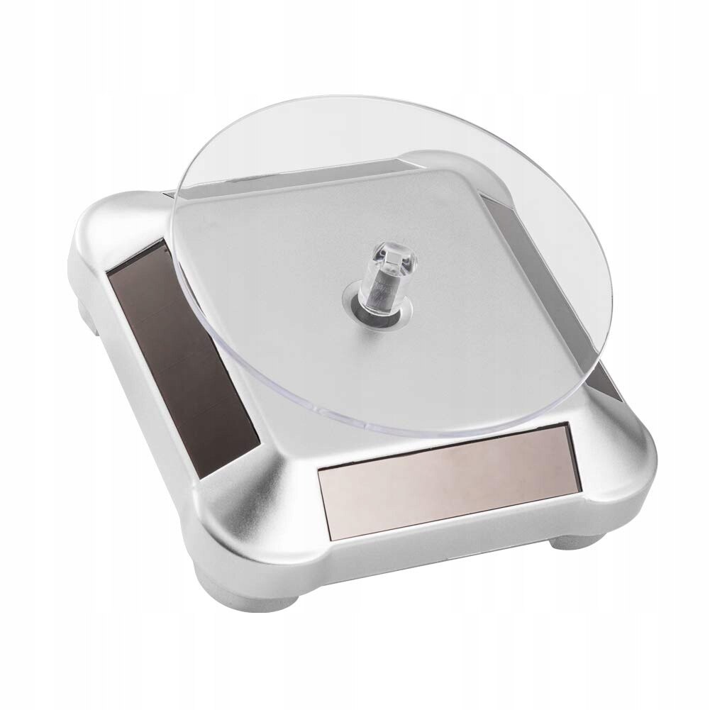 Suport rotativ de prezentare, Incarcare solara, ABS, Argintiu - eMAG.ro