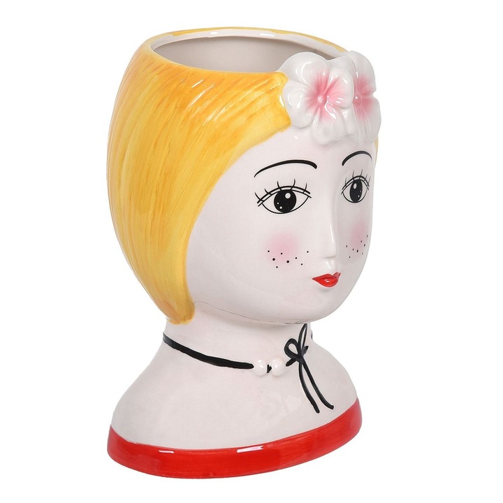 Ghiveci ceramica decorativ in forma de femeie, 14 x 10 x 22 cm - eMAG.ro