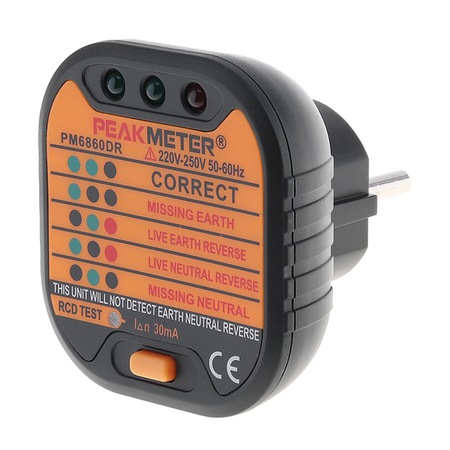 Tester pentru priza, Peakmeter, 220-250V, 50-60Hz, Negru - eMAG.ro