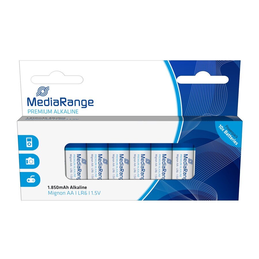 Премиум алкални батерии AA LR6, MEDIARANGE, 1.5V, 10 броя - eMAG.bg