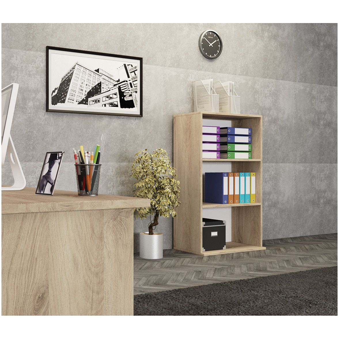 Raft office Irim Especial, 61x33,5x101,4 cm, 3 rafturi, Culoare Sonoma ...