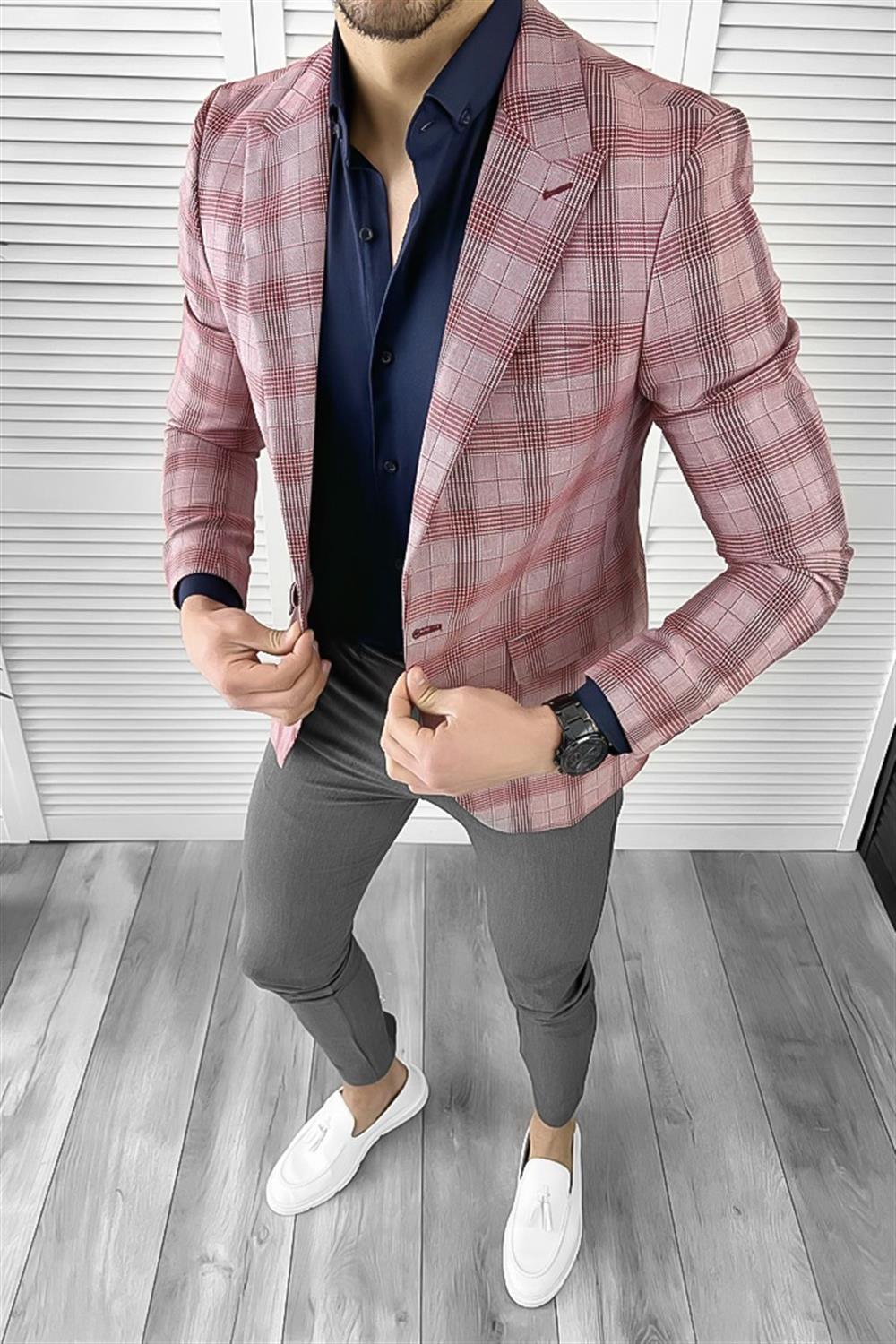 Sacou barbati, deHaine, elegant, 680, Rosu bordo, 54 EU - eMAG.ro