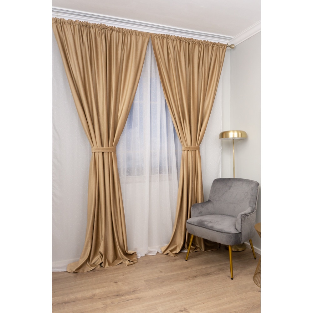 Set Harnicuta 2 Draperii Catifea Cappuccino 2x200x250cm cu Rejansa ...