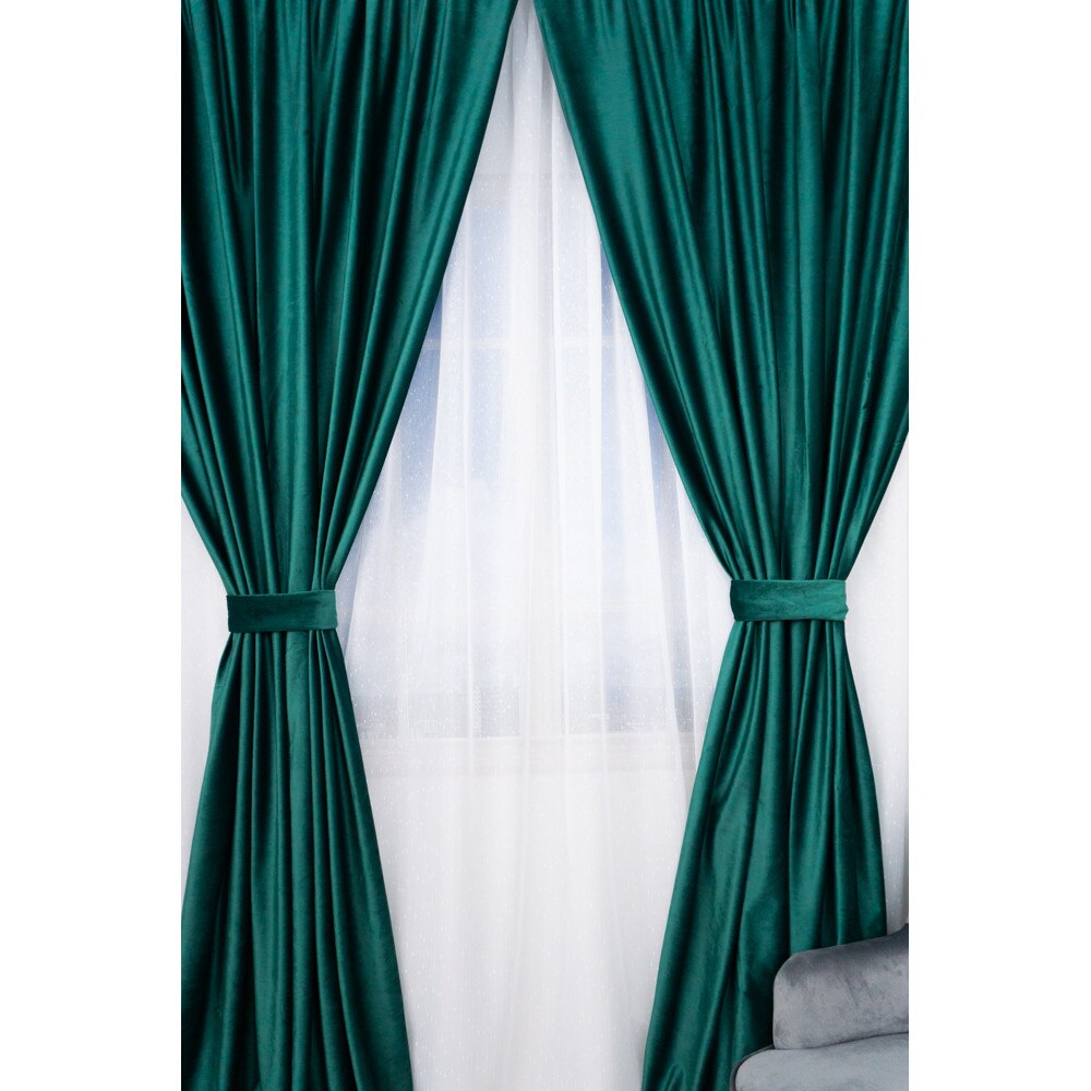 Set Harnicuta 2 Draperii Catifea Verde 2x100x265cm cu Rejansa - eMAG.ro