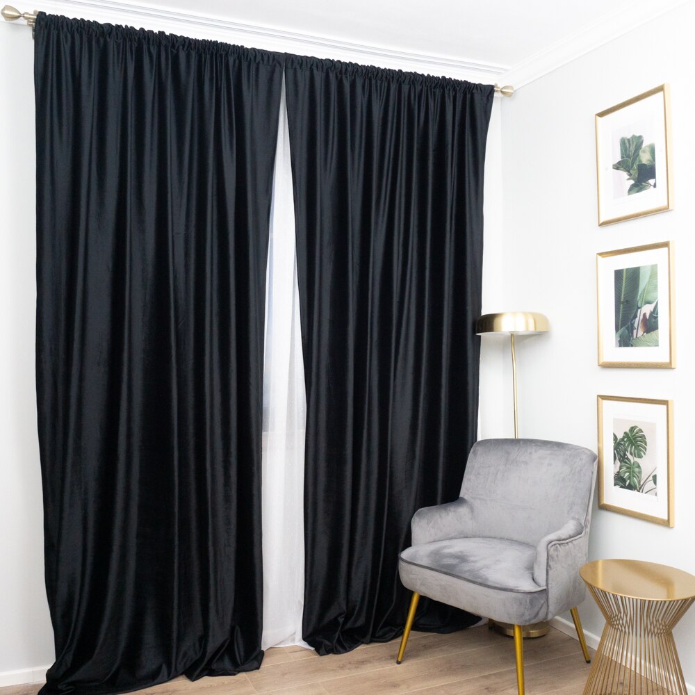 Set Harnicuta 2 Draperii Catifea Neagra 2x200x245cm cu Rejansa - eMAG.ro