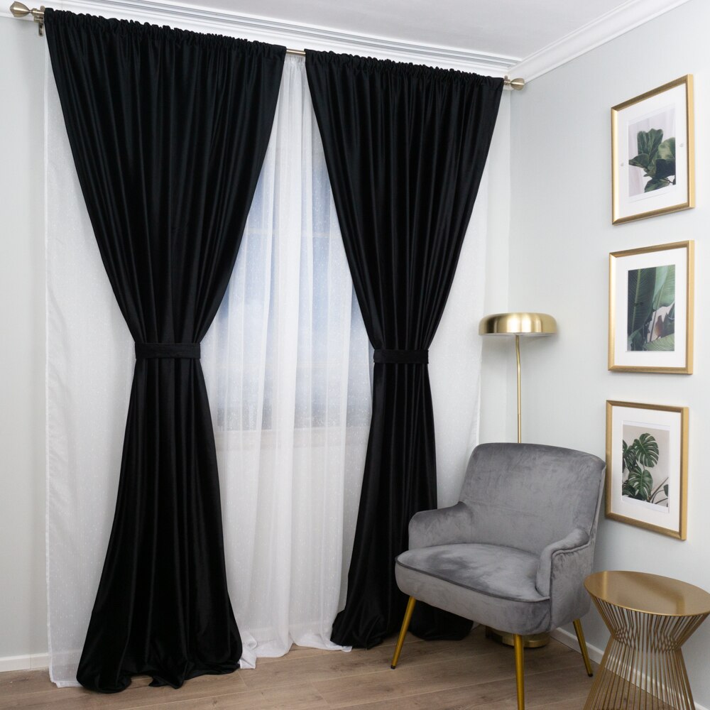 Set 2 Draperii Catifea Neagra Harnicuta 145x245cm cu Rejansa - eMAG.ro