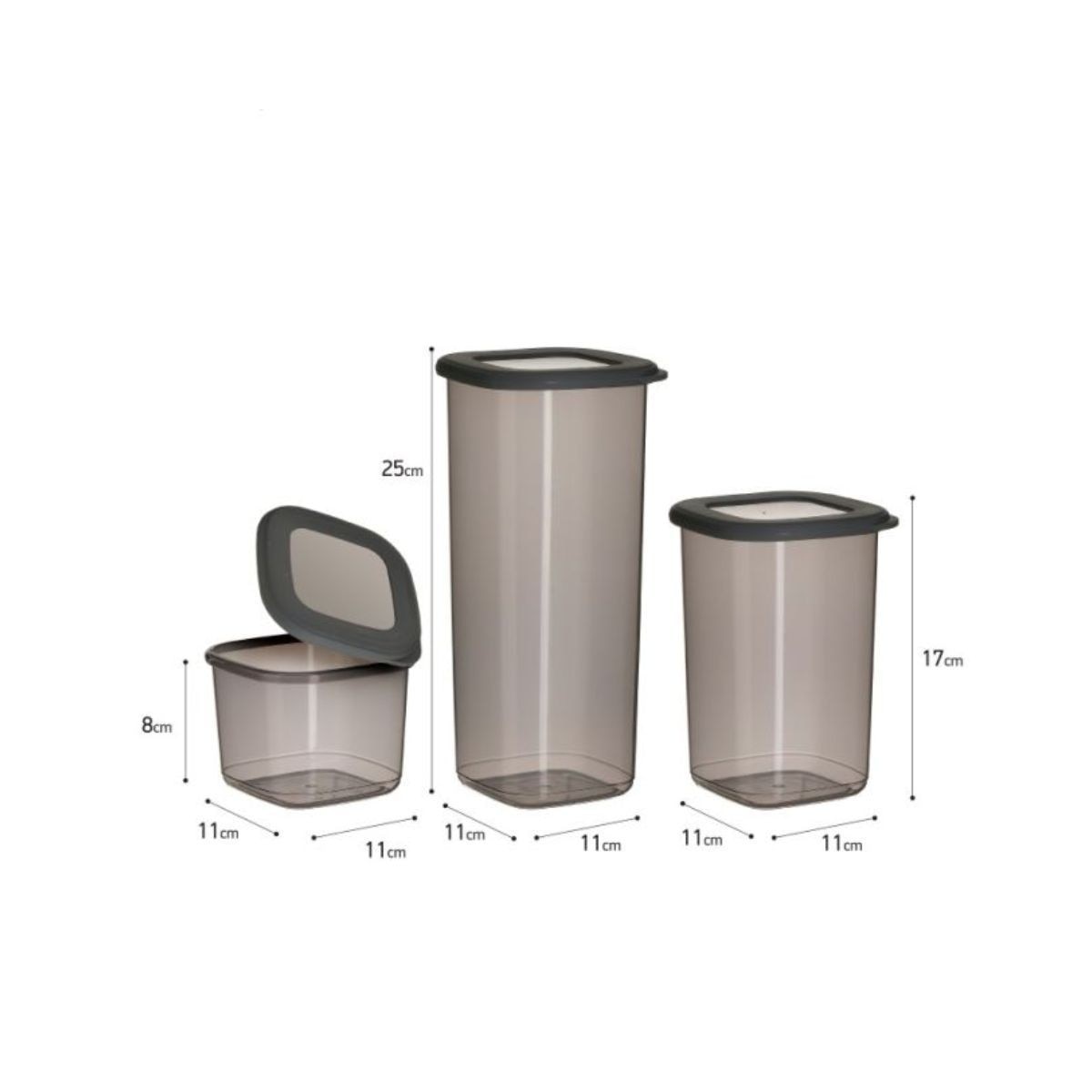 Set 3 recipiente depozitare alimente, 550 ml, 1200 ml, 1750 ml, plastic termorezistent, capac ...