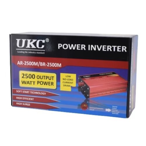 Invertor de tensiune, UKC, 12V – 220V, putere 2500W, afisaj led, alimentare de la bateria masini ...