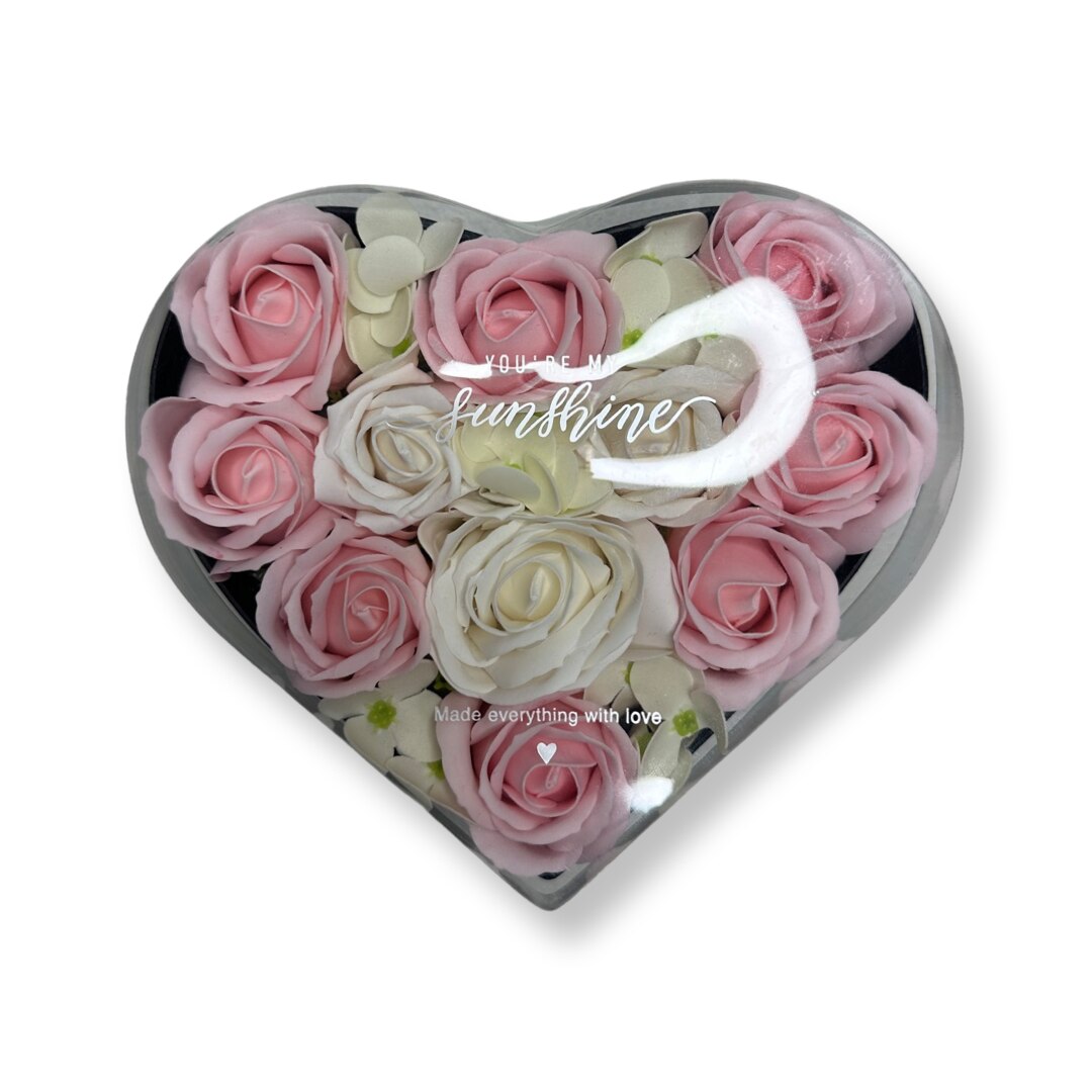 Aranjament floral in cutie inima neagra cu capac transparent ...