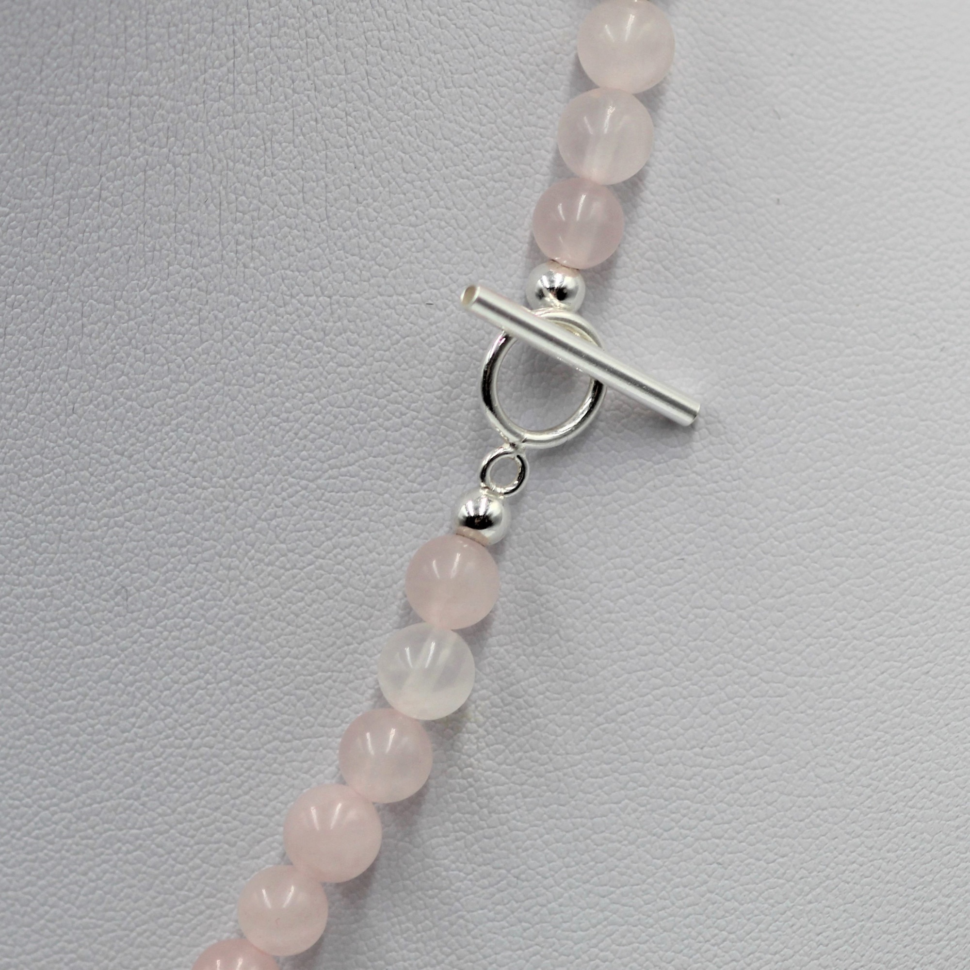 Colier pietre semipretioase cuart roz, perle naturale, argint 925, 46 ...