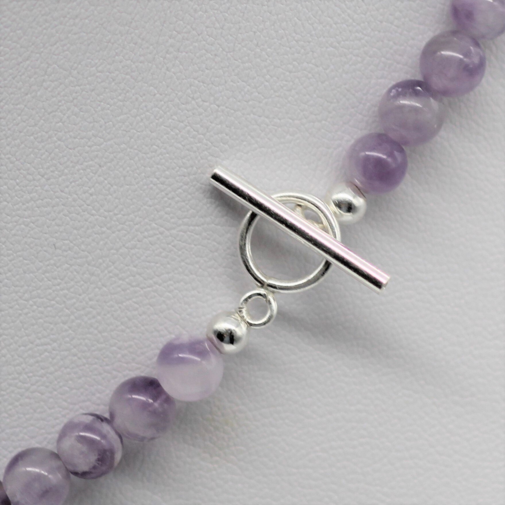 Colier pietre semipretioase ametist, perle naturale, argint 925, 45 cm ...