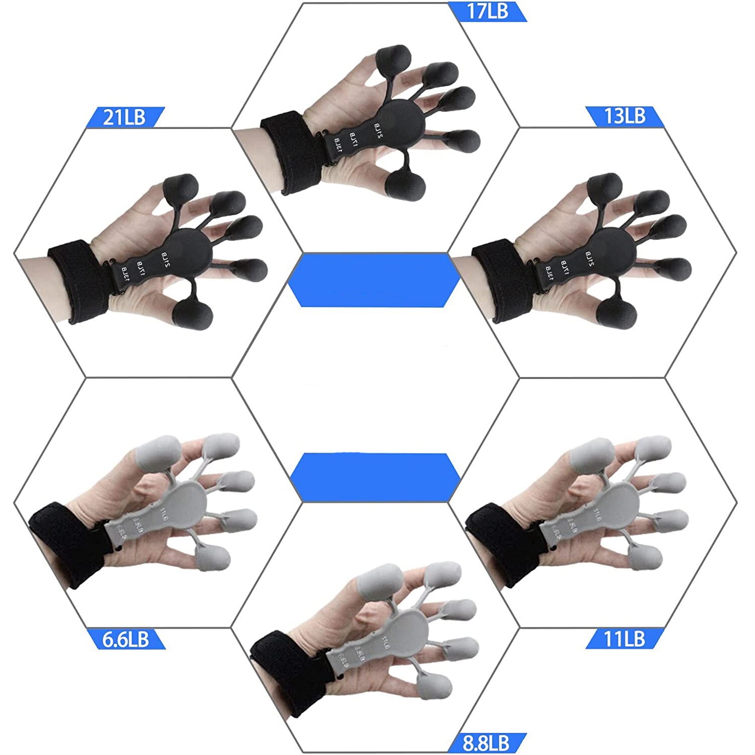 Set 2 Flexori Degete, Sundiguer, Curea Sustinere Velcro, 6 Niveluri de ...