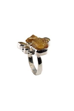 Inel din argint 925, TSR cu pietre naturale citrin brut, marime 16,8 mm ...