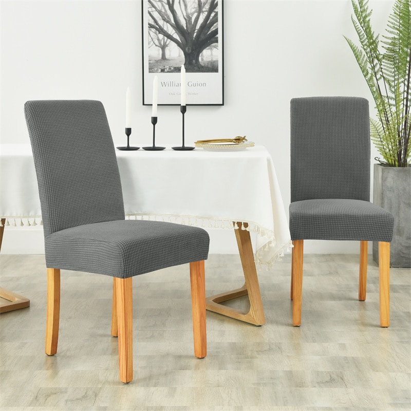 Set 6 Huse Scaun Universale, Din Bumbac Embosat, Gri Inchis, 40x40x50 ...