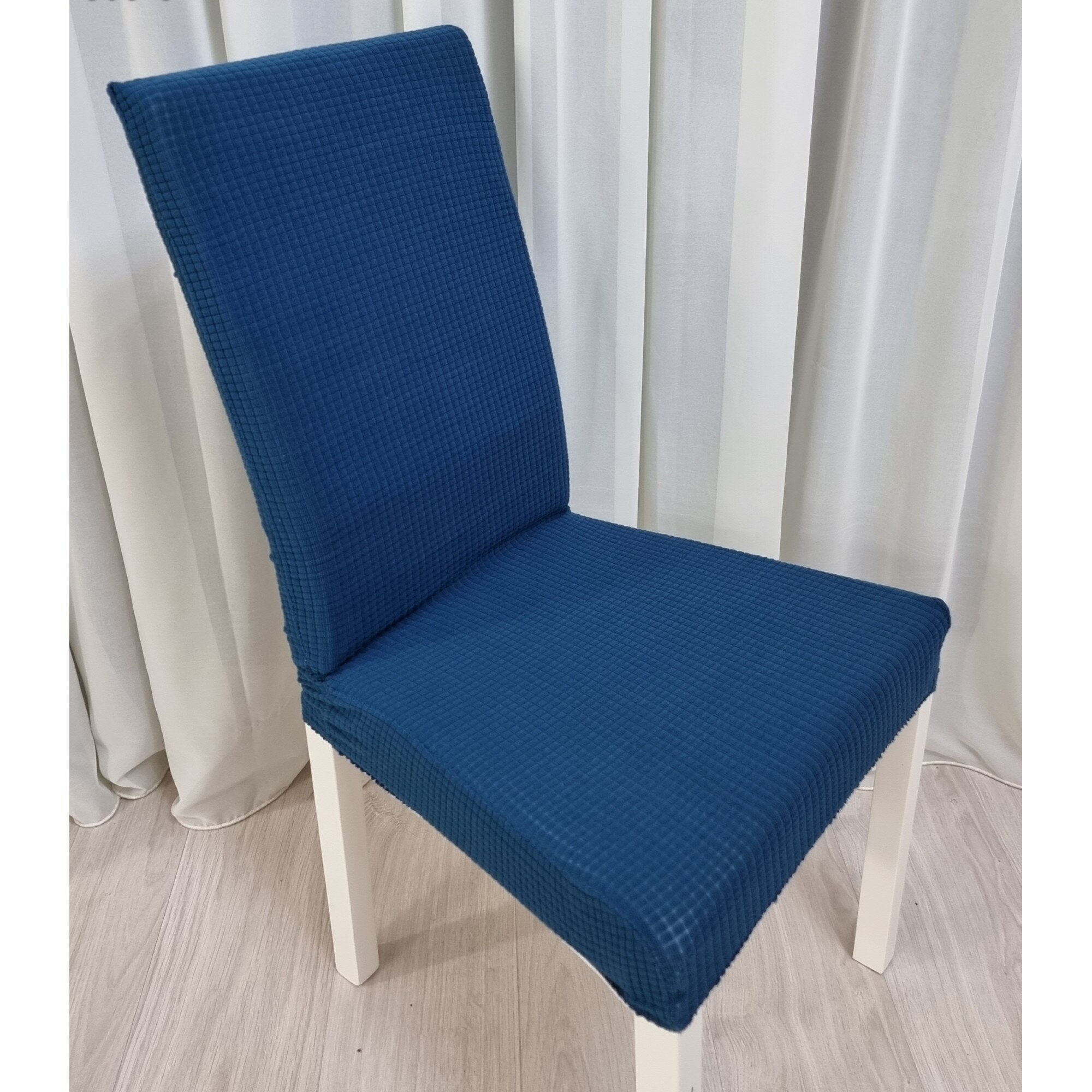 Set 6 Huse Scaun Universale, Din Bumbac Embosat, Albastru Navy ...