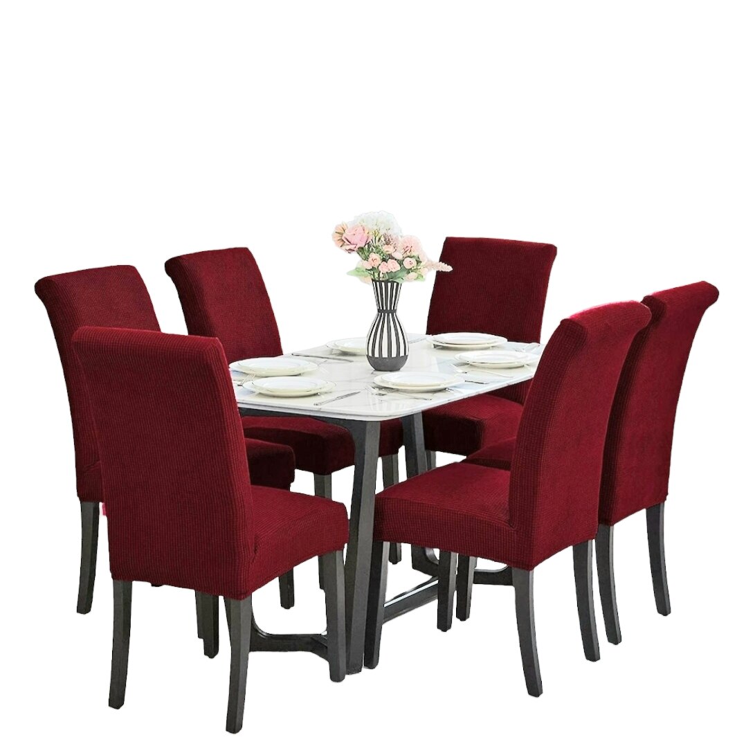 Set 6 Huse Scaun Universale, Din Bumbac Embosat, Rosu, 40x40x50 cm ...