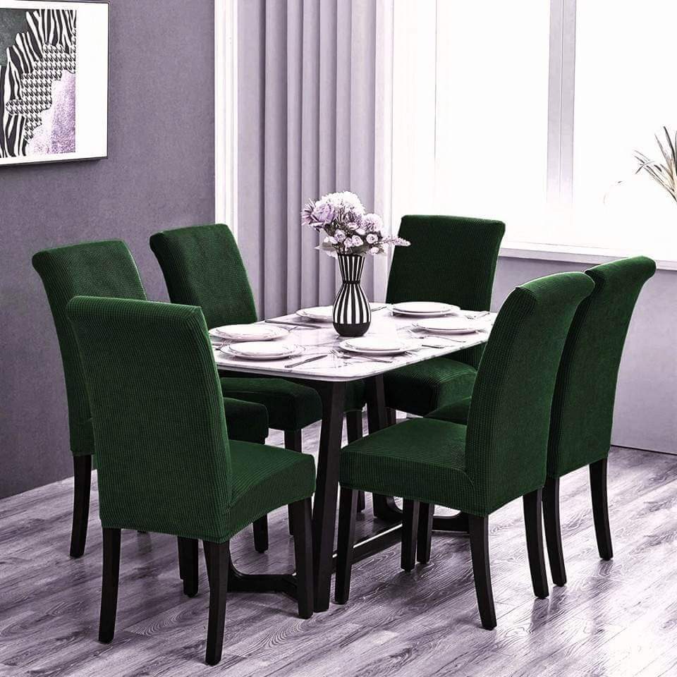 Set 6 Huse Scaun Universale, Din Bumbac Embosat, Verde, 40x40x50 cm ...