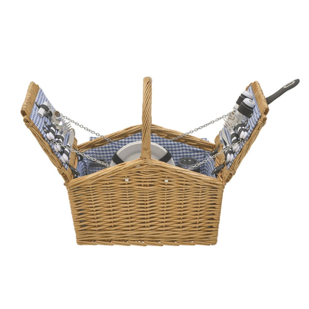 Cos de picnic pentru 4 persoane din rachita impletita, 24 piese ...