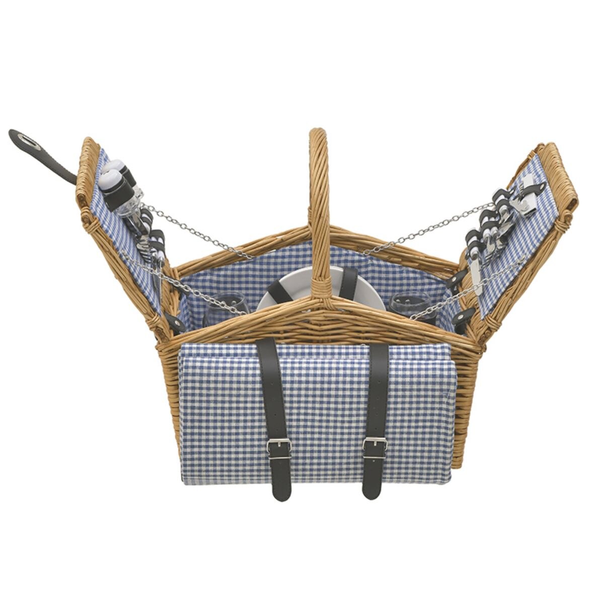 Cos de picnic pentru 4 persoane din rachita impletita, 24 piese ...