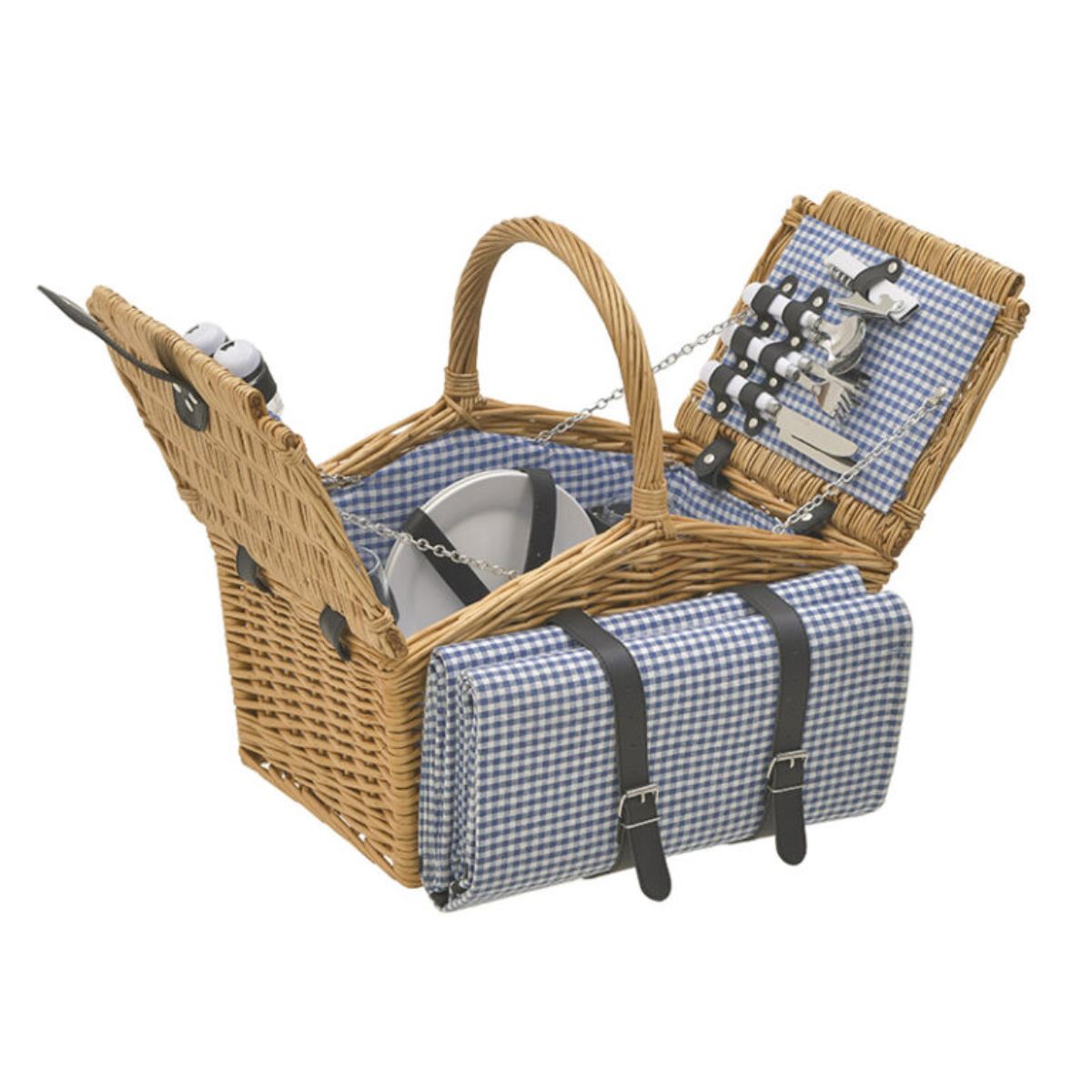 Cos de picnic pentru 4 persoane din rachita impletita, 24 piese ...