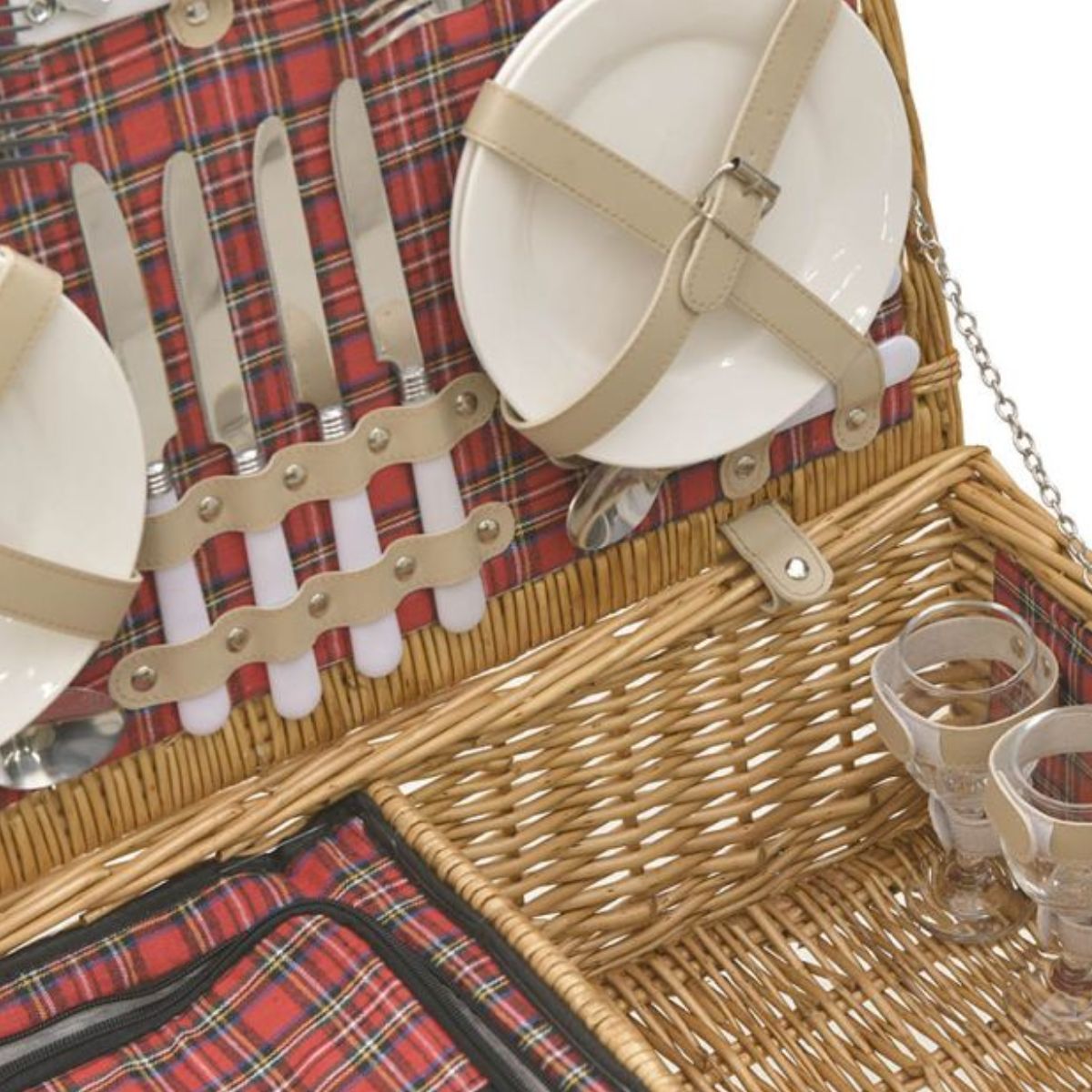 Cos de picnic din rachita naturala impletita pentru 4 persoane, 22 de ...