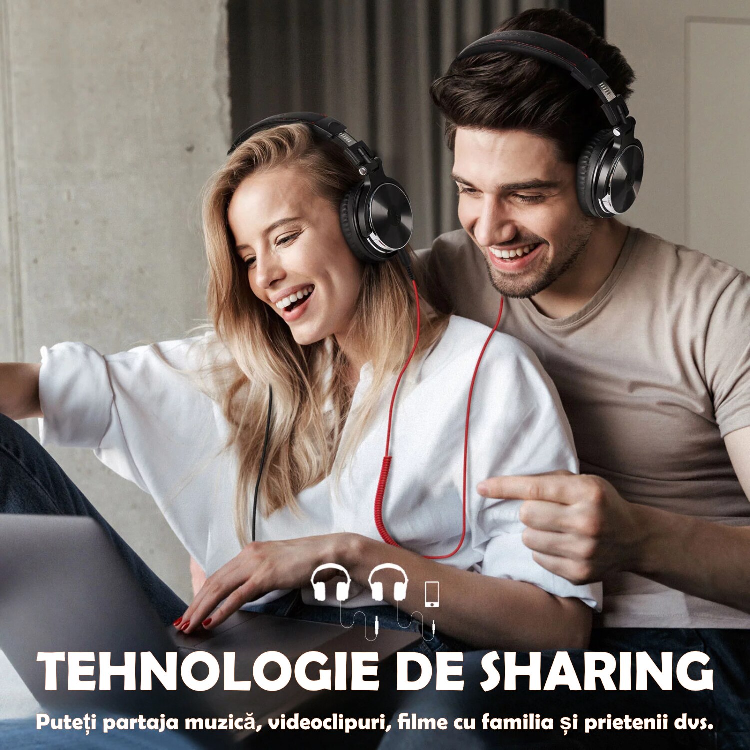 Casti audio, Solutter, Over-Ear cu fir, mufa Jack 3.5 mm, Studio HiFi, pliabile, negru - eMAG.ro