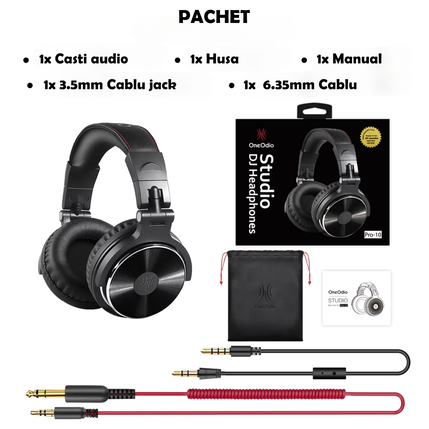 Casti audio, Solutter, Over-Ear cu fir, mufa Jack 3.5 mm, Studio HiFi ...