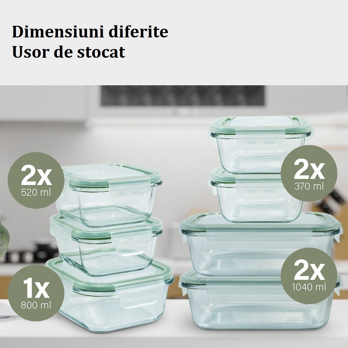 Set caserole sticla pentru alimente Classbach, C-FHD4010G, 7 piese ...
