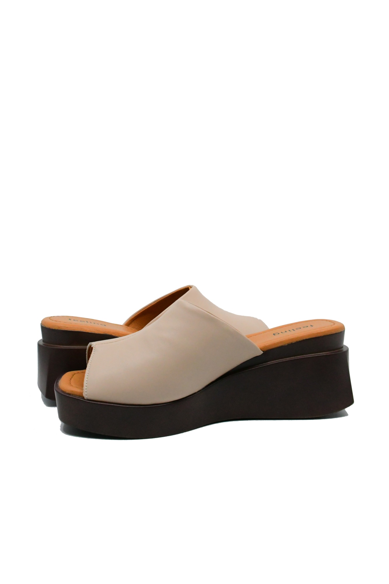 Saboti Feeling cu platforma, bej, din piele naturala, 38 EU - eMAG.ro