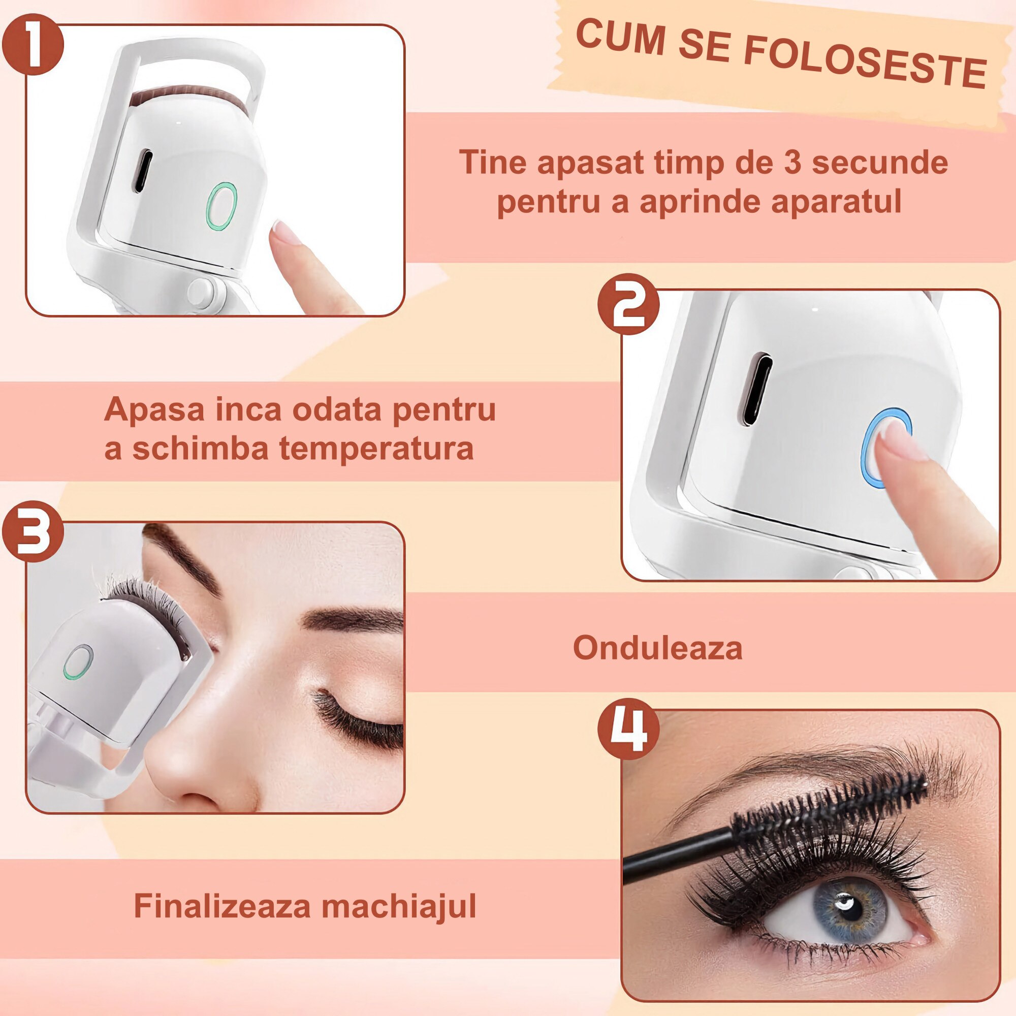 Ondulator de gene electric Miraza, incarcare USB-C, margine silicon ...