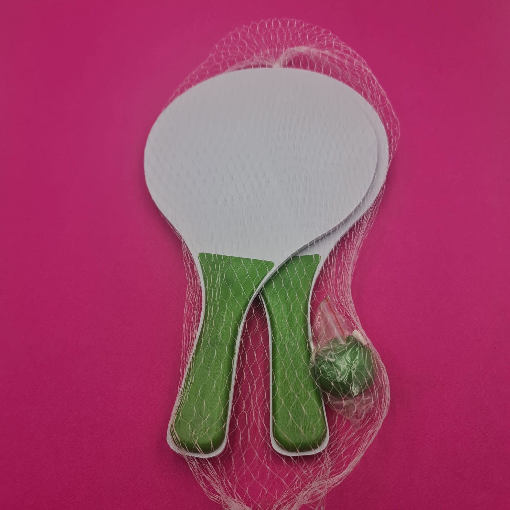 Set de 2 Palete de Tenis, Minge, Maner Verde, 33 cm, Alb, Dalimag - eMAG.ro