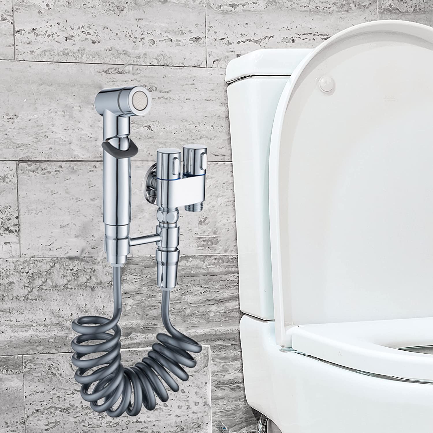 Dus cu functie bideu, Walalla, Alama/Otel inoxidabil, 2 m, Argintiu ...