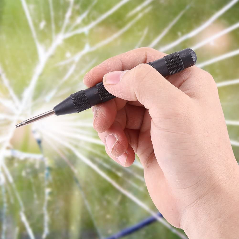 Poanson automat cu arcuri marcat lemn/metal/sticla, Otel, 130 Negru ...