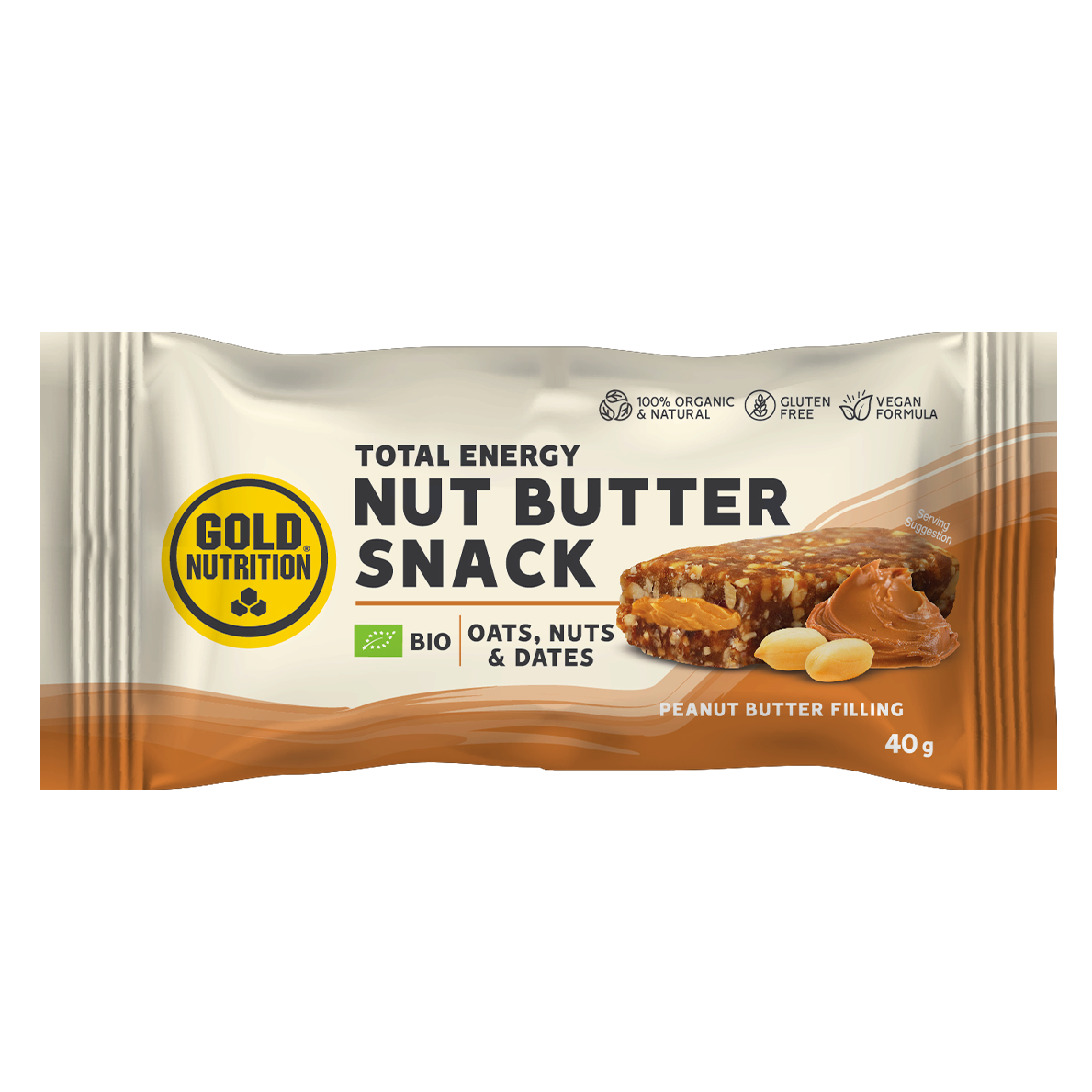 Snack mogyoróvajjal, Bio Nut Butter Snack, GoldNutrition, 40 g - eMAG.hu