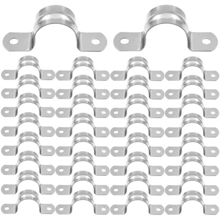 Set 32 cleme fixare tevi, Inox, 57 mm, Argintiu - eMAG.ro