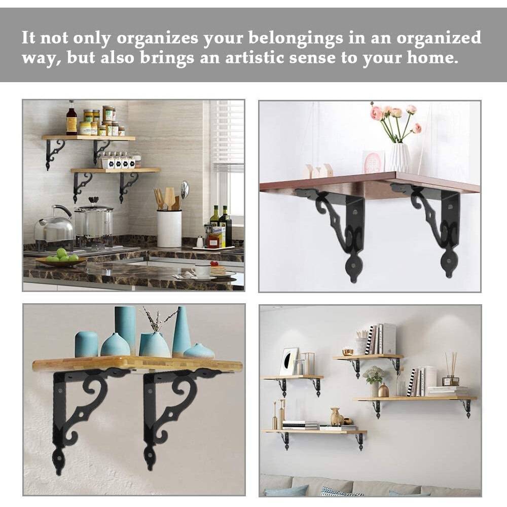 Suport raft de perete, Fier, 4 buc, Negru - eMAG.ro