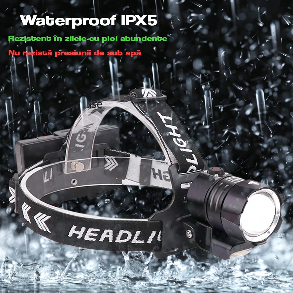 Lanterna puternica de cap FiGGA® LED XHP-90, 27000 lumeni, 900 metri ...