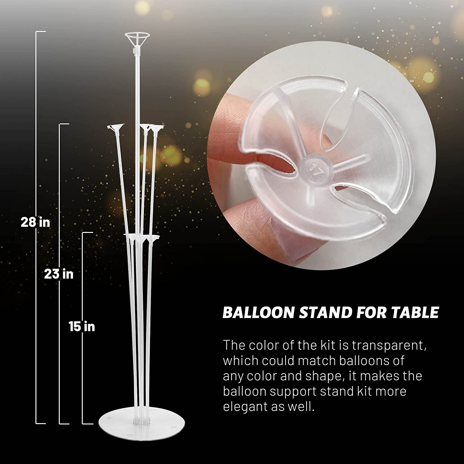 Set 4 Suport baloane, Oricean®, Pentru 7 baloane, inaltime 70 cm ...