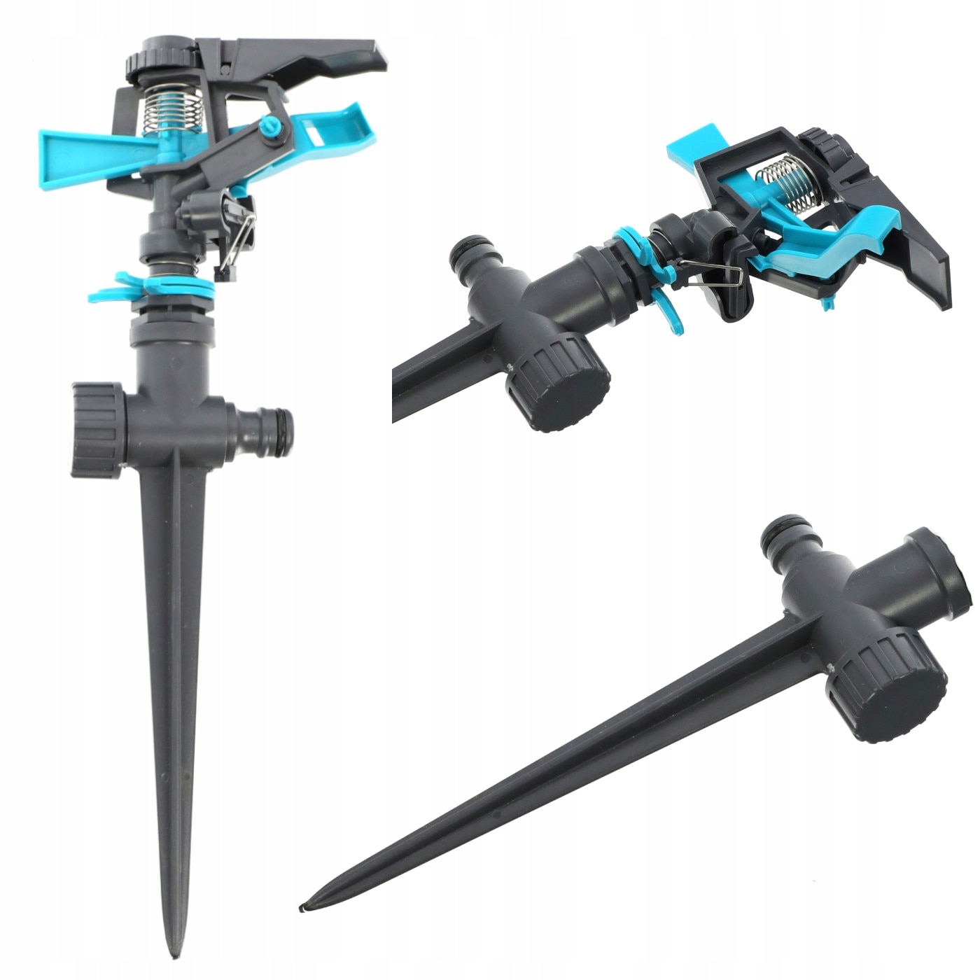 Aspersor gradina, Jufisto, Plastic, 30 x 15 cm, 24 m, Negru/Albastru ...